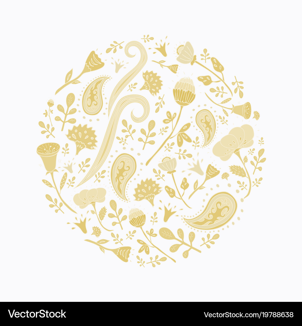 Hand drawn round template with cute flowers Vector Image