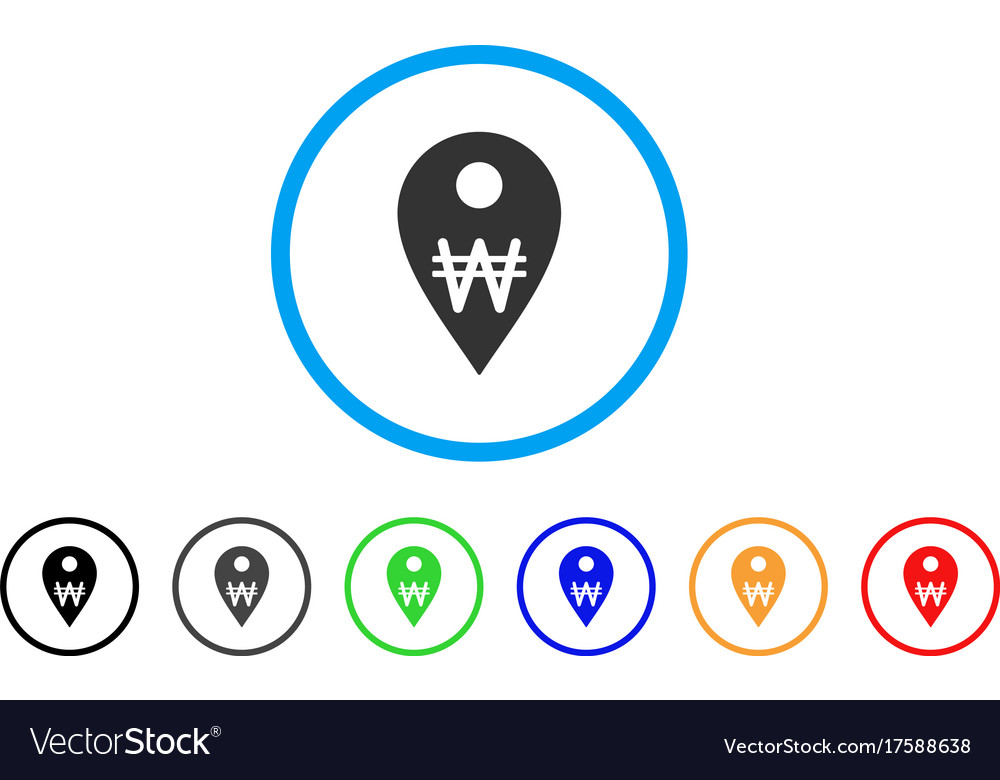 Korean won map marker rounded icon Royalty Free Vector Image Korean won map marker rounded icon Royalty Free Vector Image