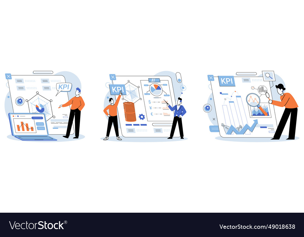 Kpi business dashboards provide visual Royalty Free Vector Kpi business dashboards provide visual Royalty Free Vector