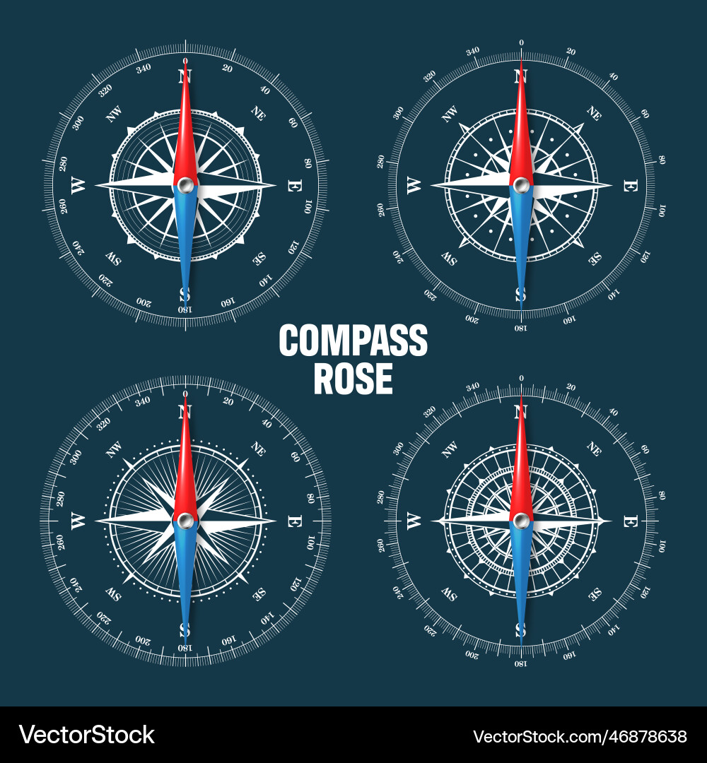 Marine compass nautical wind rose with cardinal Vector Image