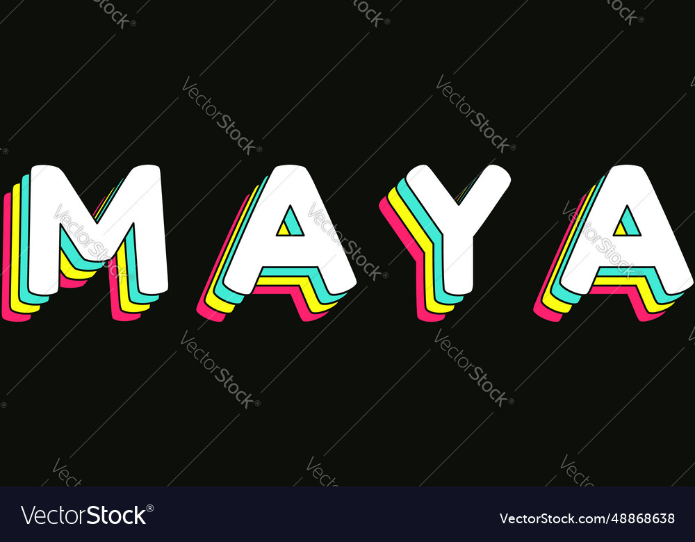 Maya Retro Rainbow Typography Faded Style Vector Image