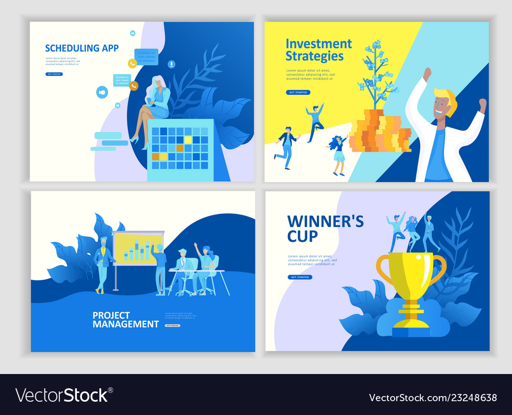 Set landing page template people develop business Vector Image Set landing page template people develop business Vector Image