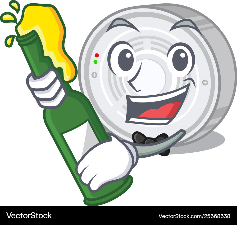 With beer smoke detector above cartoon table Vector Image