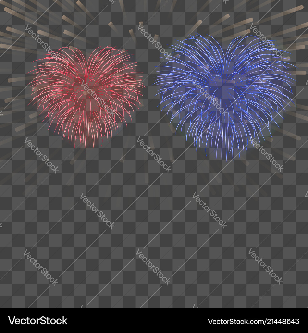 Beautiful heart-fireworks background card bright Vector Image