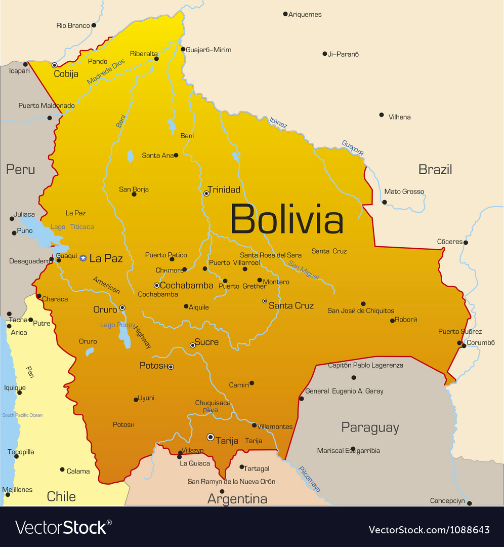 Bolivia Map Royalty Free Vector Image - VectorStock