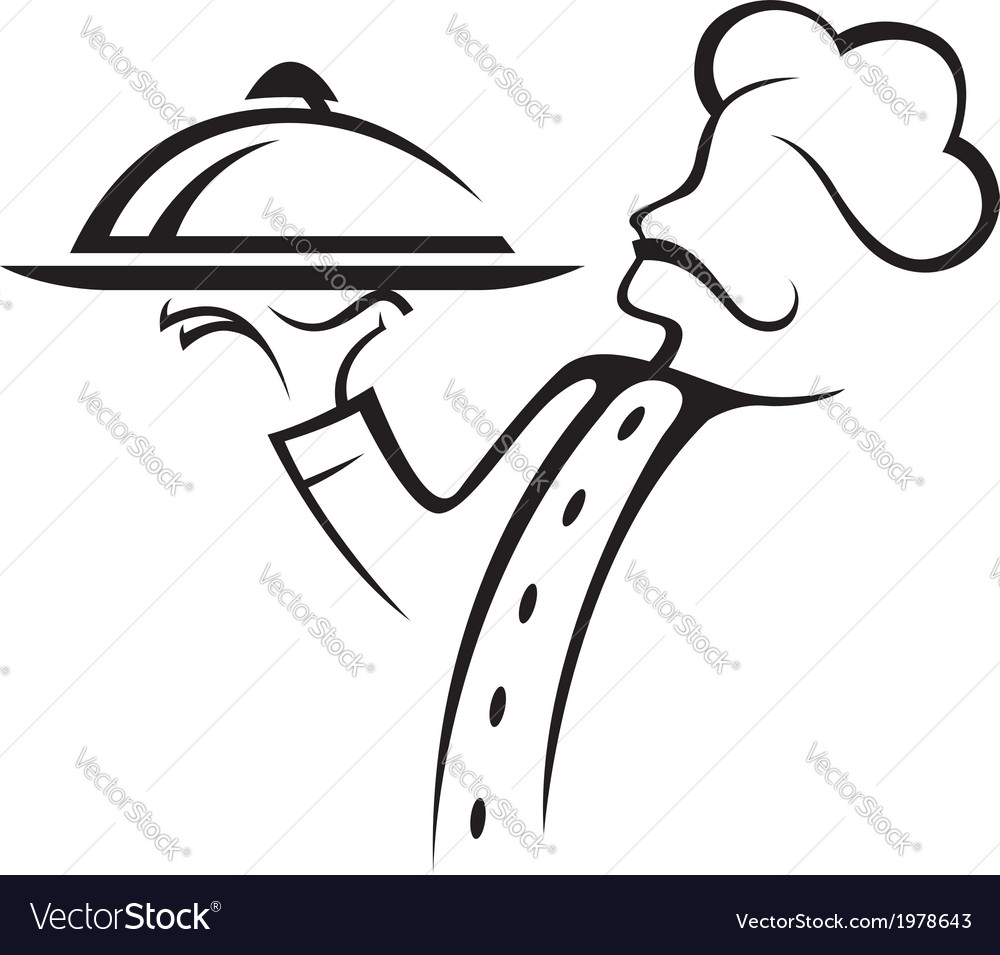 Chef with tray Royalty Free Vector Image - VectorStock