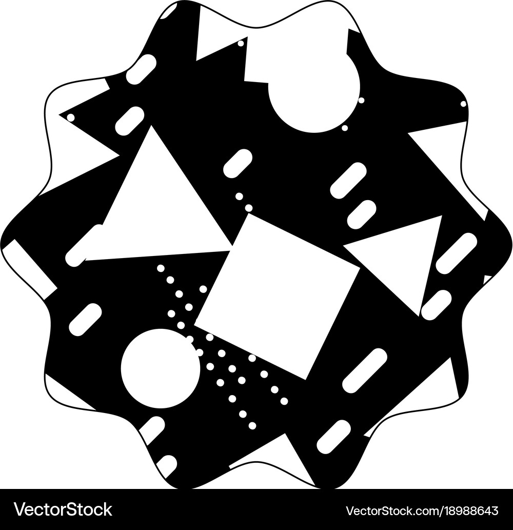Contour star with memphis geometric style Vector Image