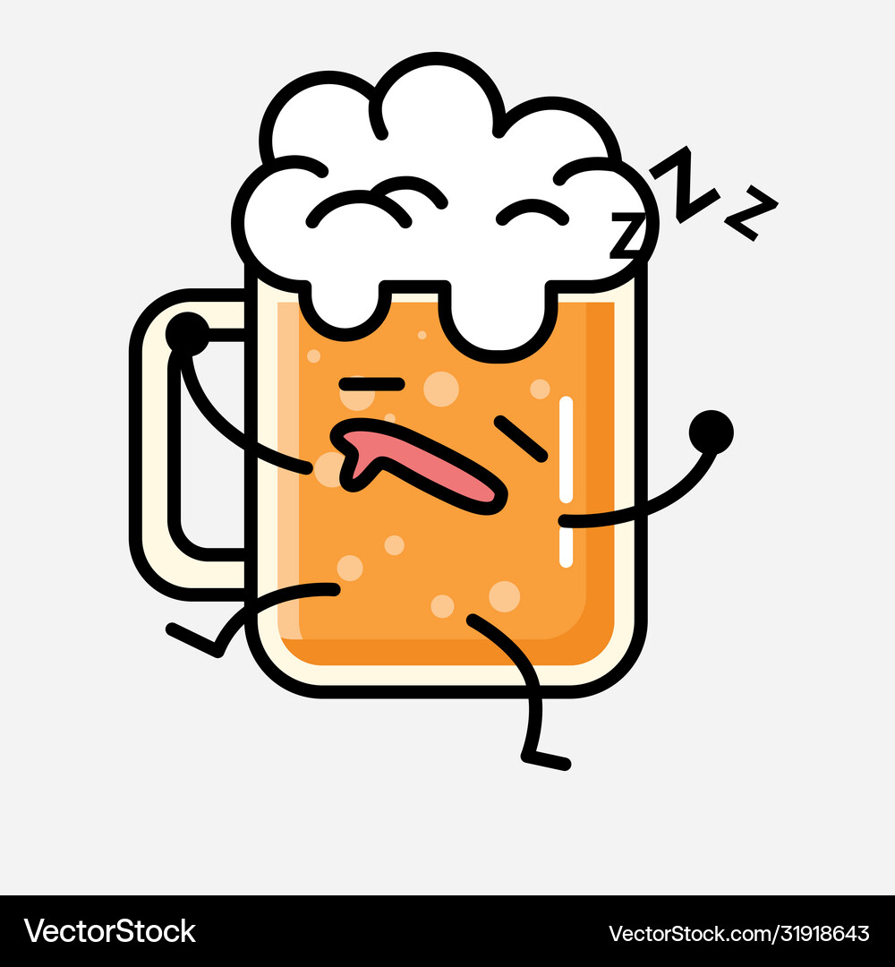 Cute beer mascot character in flat design style Vector Image