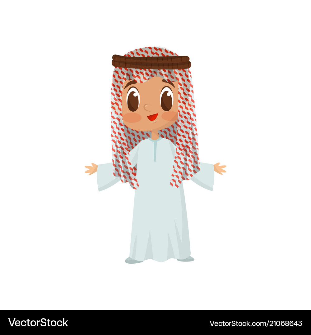 Flat icon of little boy dressed as arab Royalty Free Vector