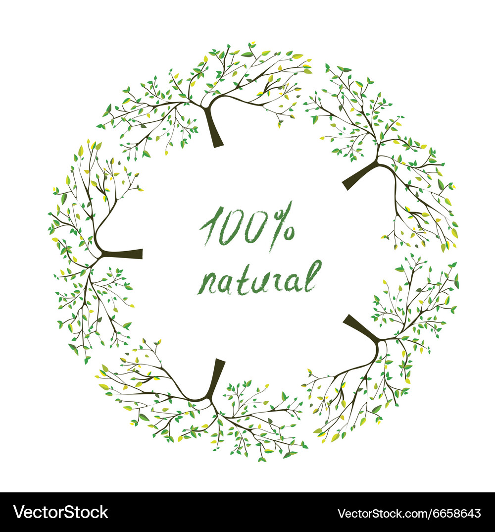 Frame or label with trees for natural eco products