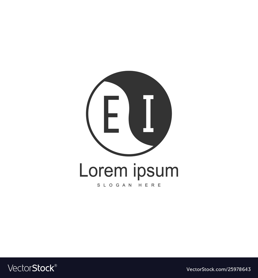 Initial ei logo template with modern frame Vector Image
