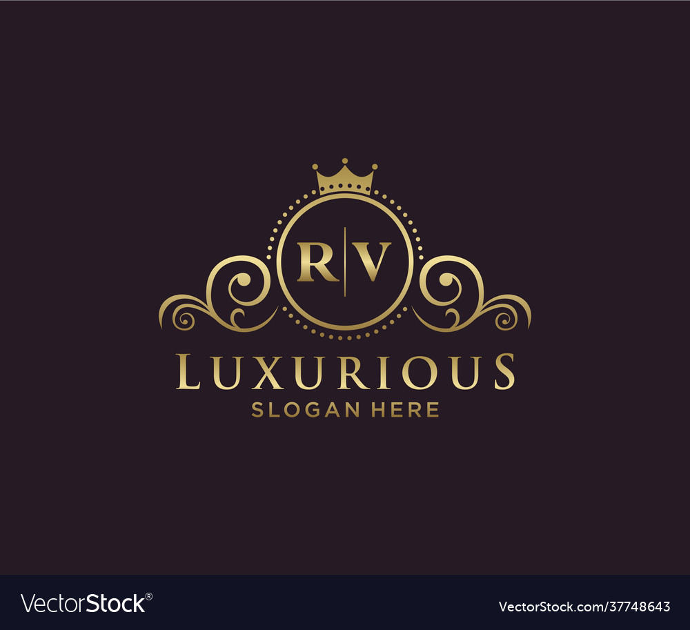 Initial rv letter royal luxury logo template Vector Image Initial rv letter royal luxury logo template Vector Image