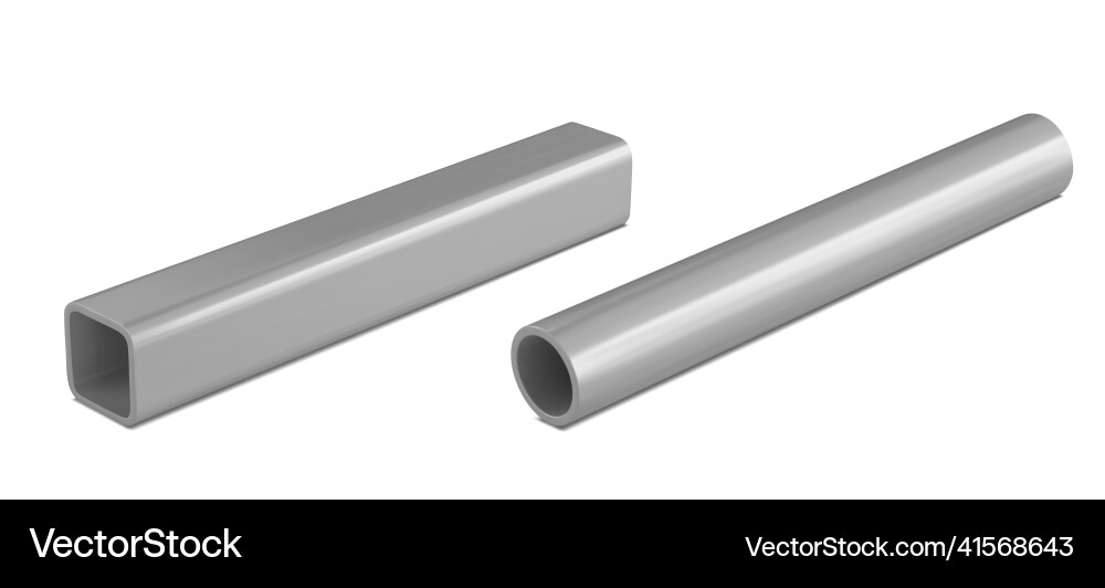 Steel pipes profile different metal Royalty Free Vector