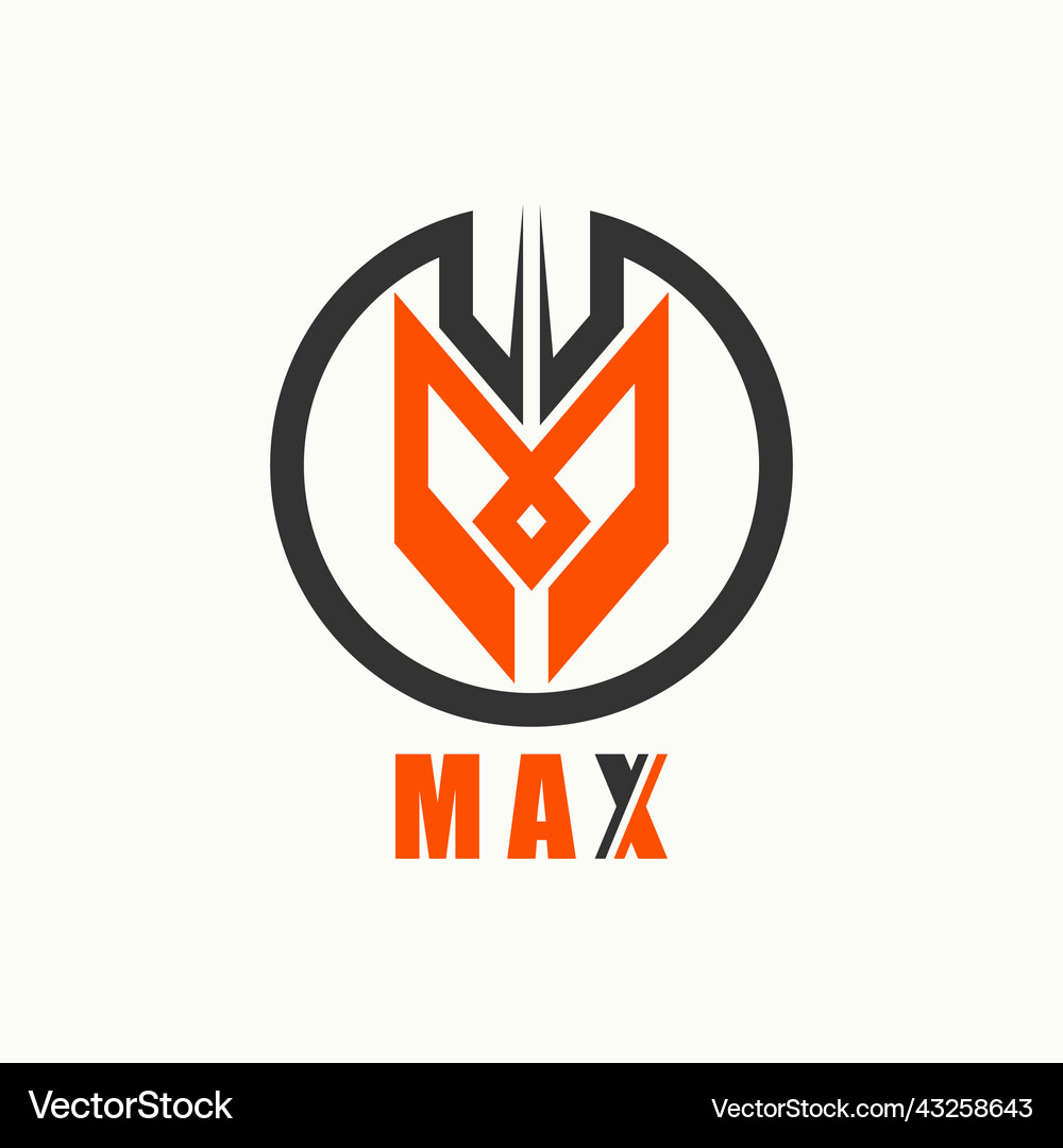 Unique emblem letter m font inside trojan helmet Vector Image