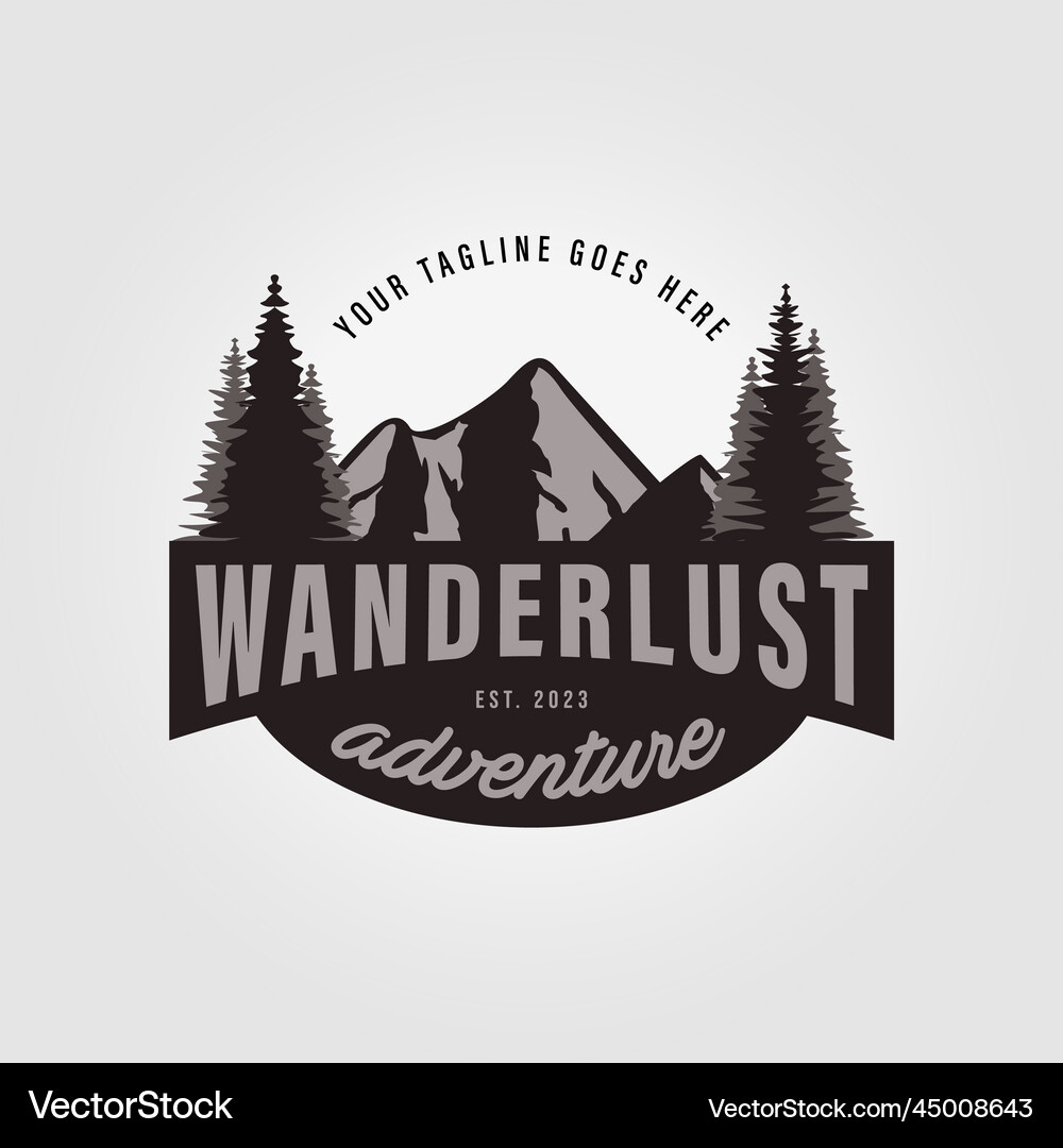 Wanderlust mountain adventure logo design icon Vector Image