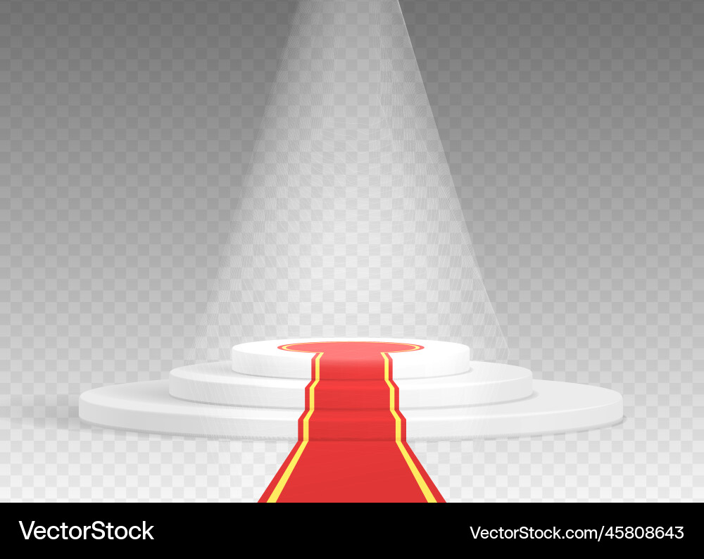 Winners podium with red carpet stage for awards Vector Image