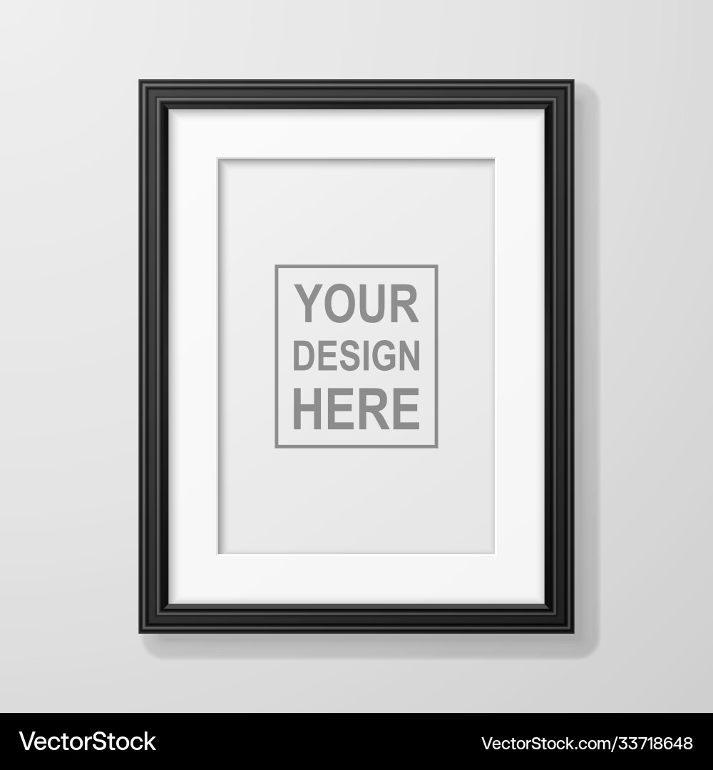 3d realistic a4 black wooden simple modern Vector Image