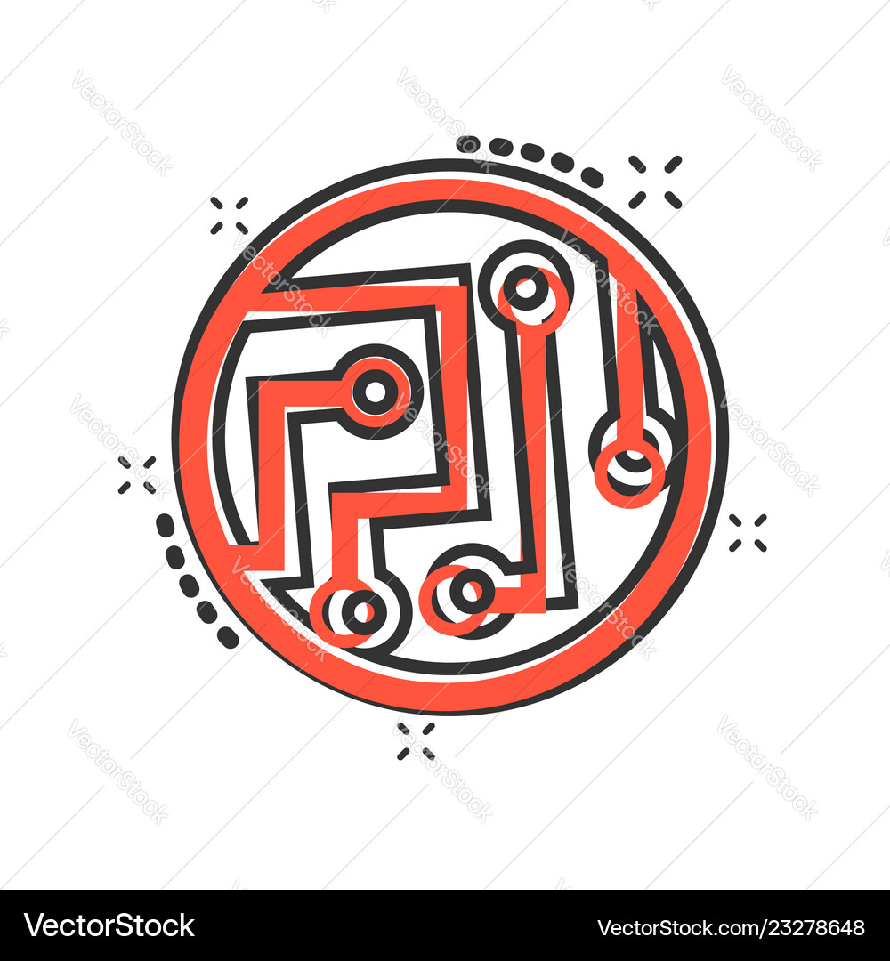 Circuit board icon in comic style technology Vector Image