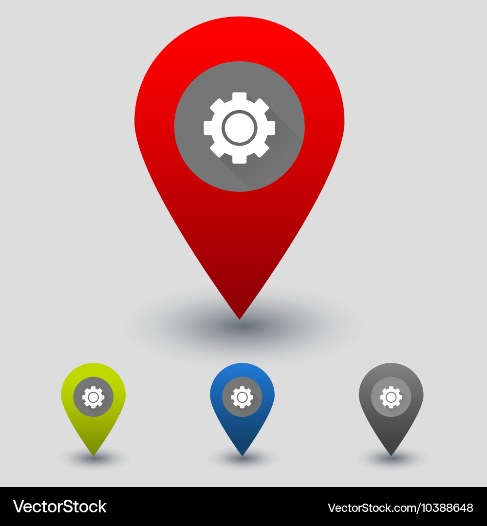 Colorful navigation signs with cogwheel Royalty Free Vector