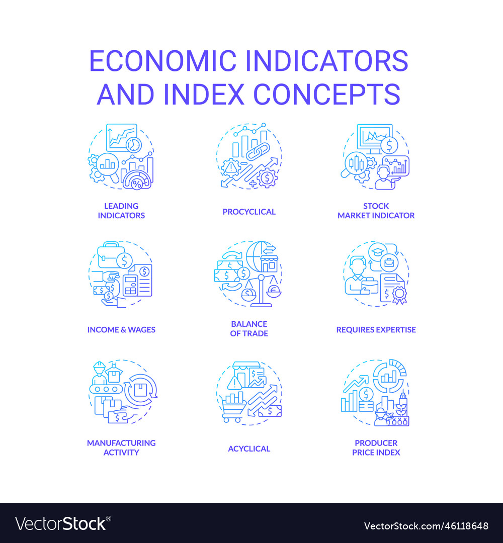 Economic indicators and index blue gradient Vector Image Economic indicators and index blue gradient Vector Image