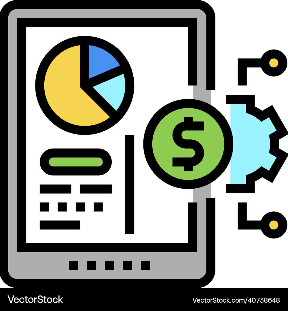 Financial report on tablet screen color icon Vector Image