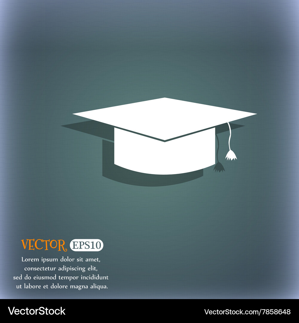 Graduation cap icon on the blue-green abstract Vector Image