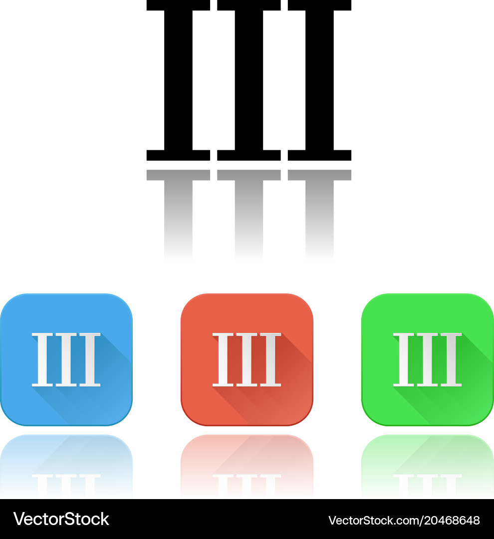 Iii roman numeral icons colored set Royalty Free Vector