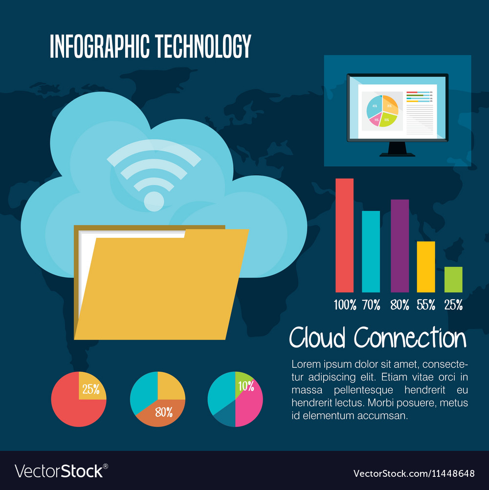 Infographic technology flat icons Royalty Free Vector Image