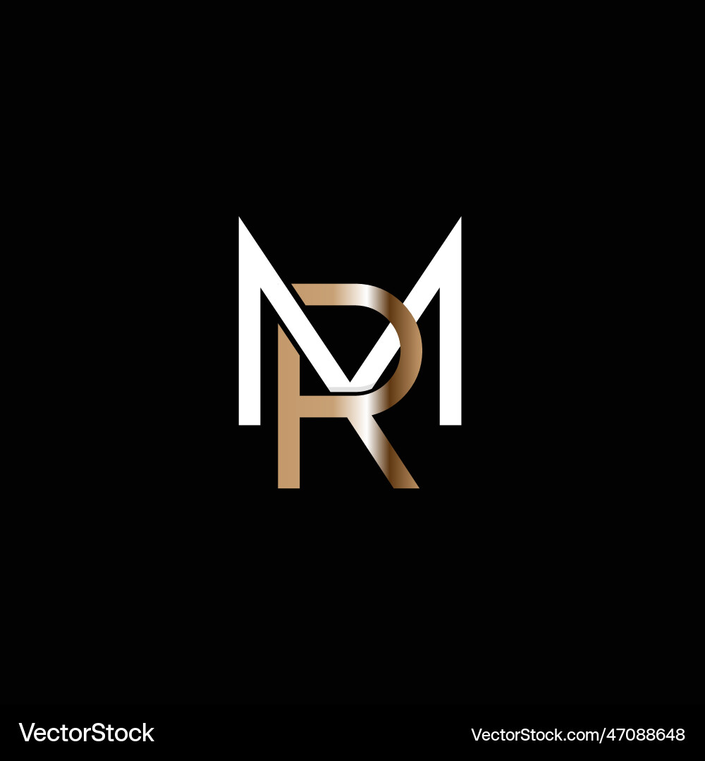 Luxury golden monogram style letter initial mr or Vector Image