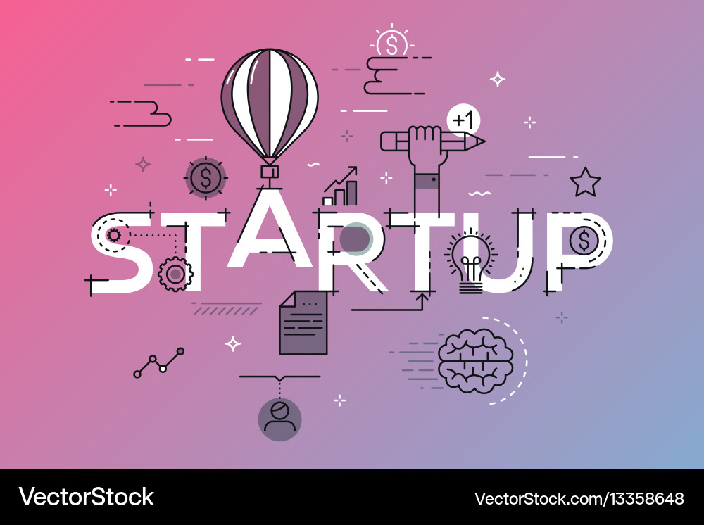 Modern concept of word startup Royalty Free Vector Image