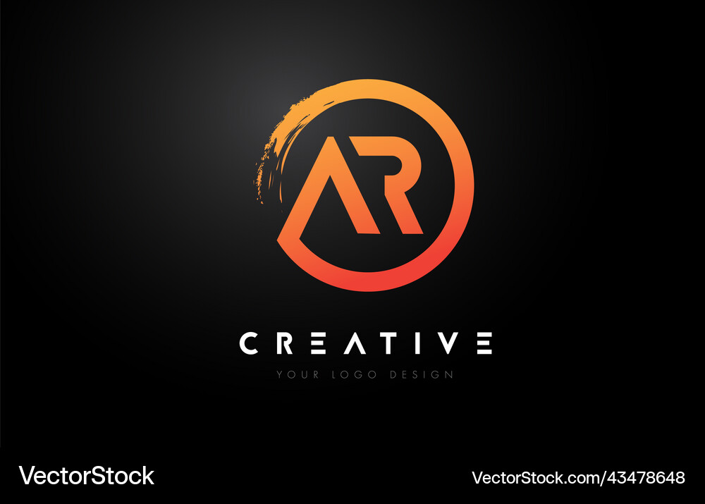 Orange ar circular letter logo with circle brush Vector Image