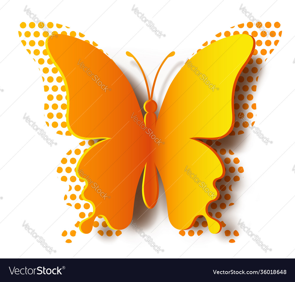 Paper butterfly with shadow and polka dot Vector Image