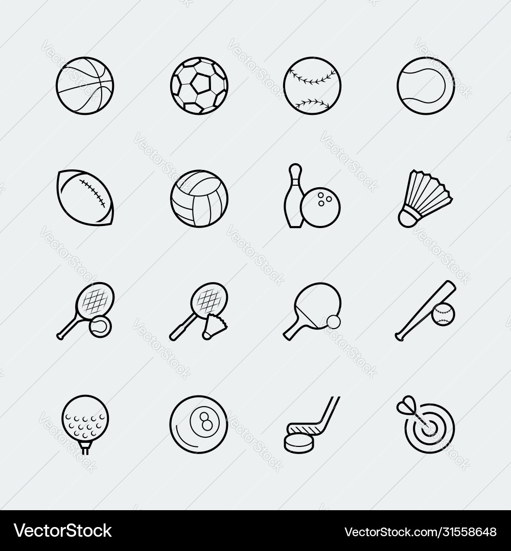 Sports icon set in thin line style Royalty Free Vector Image