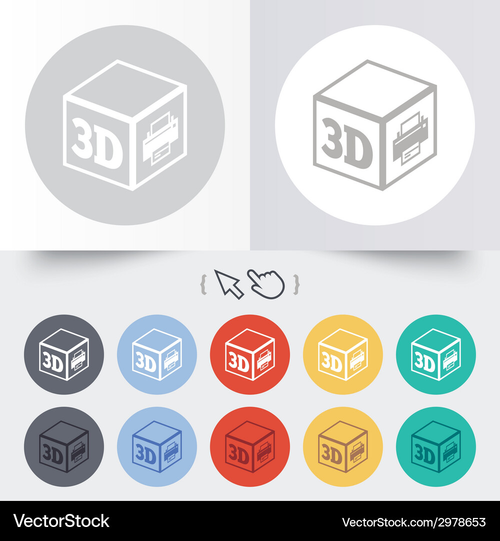 3D Print sign icon 3d cube Printing symbol Vector Image