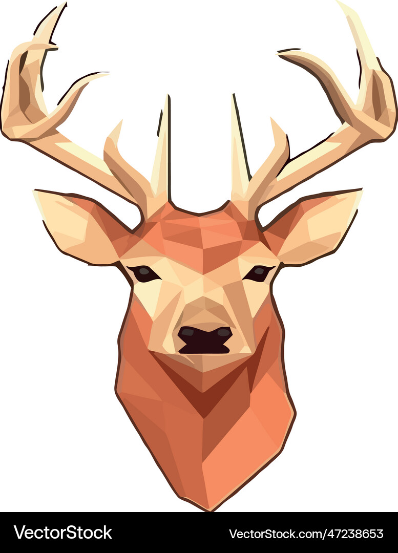 Abstract elk trophy symbol in winter forest Vector Image