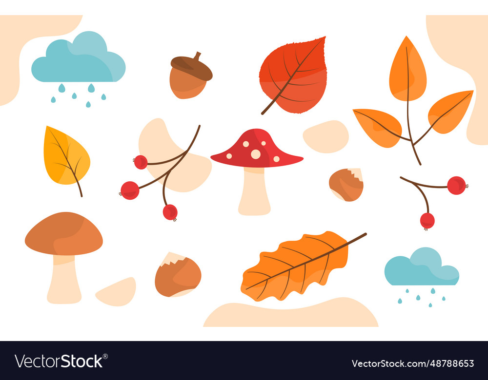 Autumn elements set Royalty Free Vector Image - VectorStock