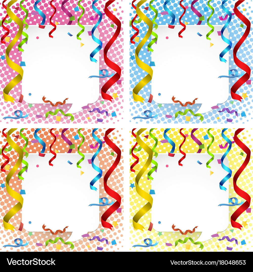 Border template with colorful ribbons Royalty Free Vector