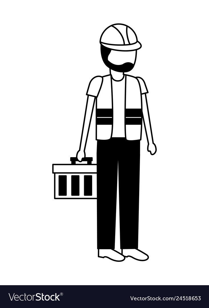 Construction worker with toolkit Royalty Free Vector Image