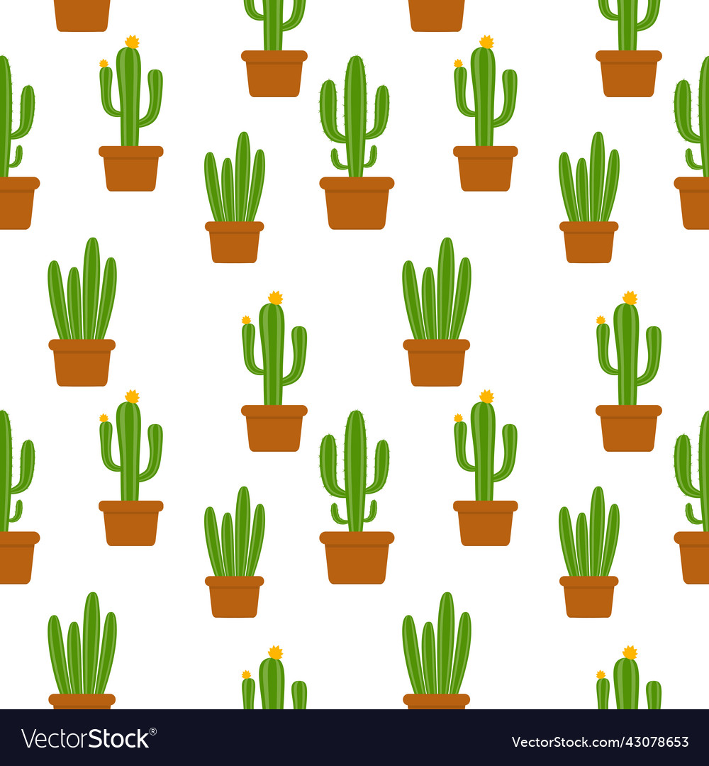 Cute seamless cactus pattern background Royalty Free Vector