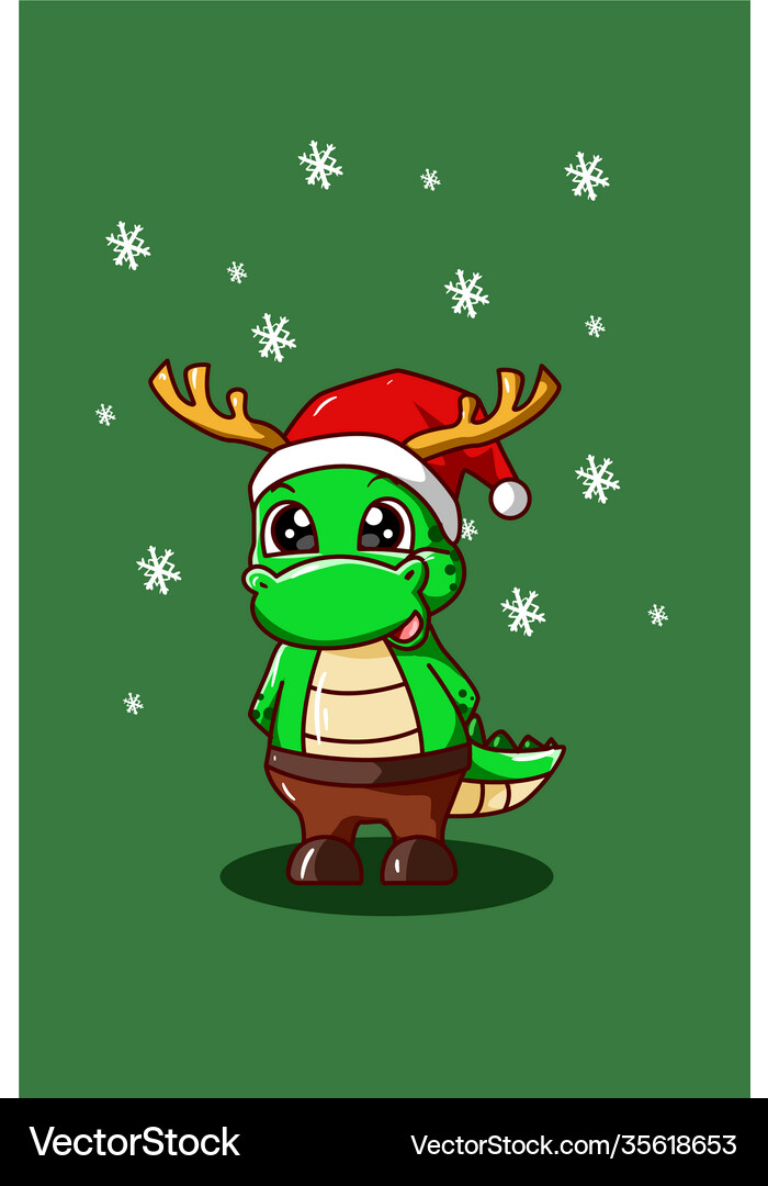 Dinosaur wearing a christmas costume Royalty Free Vector