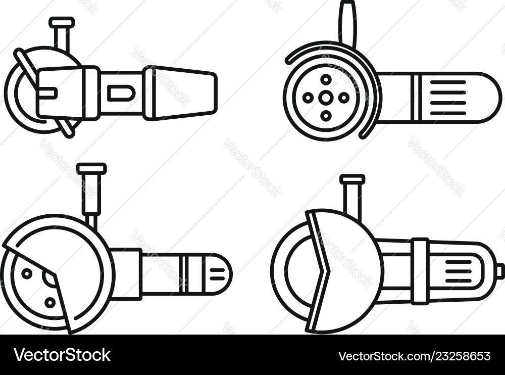 Electric angle grinder icon set outline style Vector Image