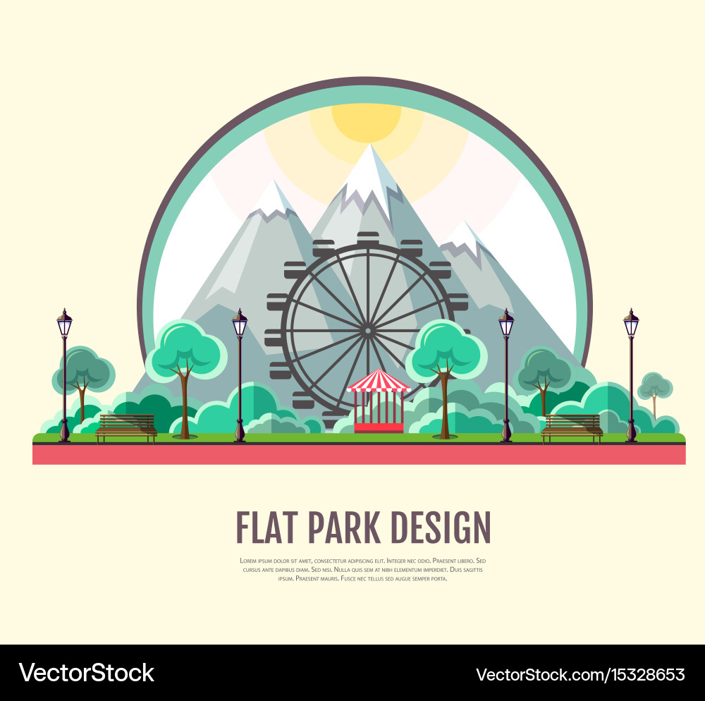 Flat style modern design of public park Royalty Free Vector