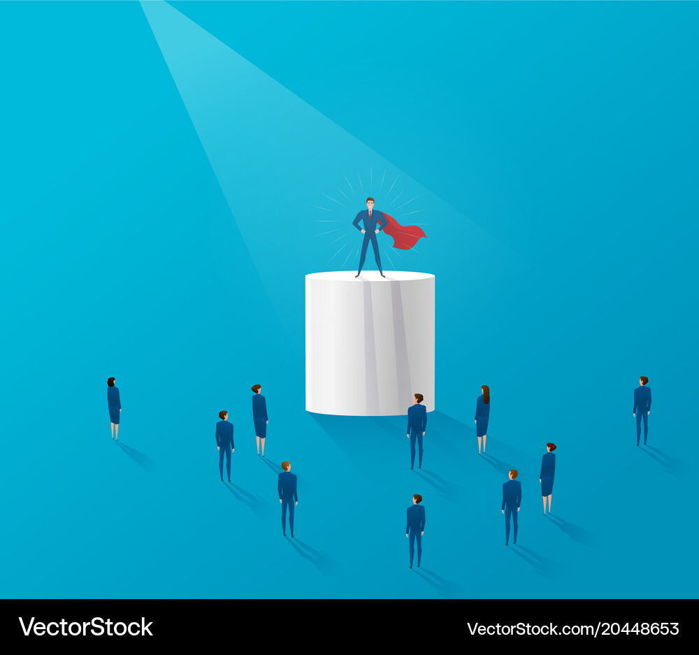Leadership concept businessman standing on a Vector Image