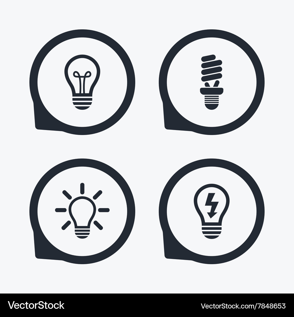Light lamp icons energy saving symbols Royalty Free Vector