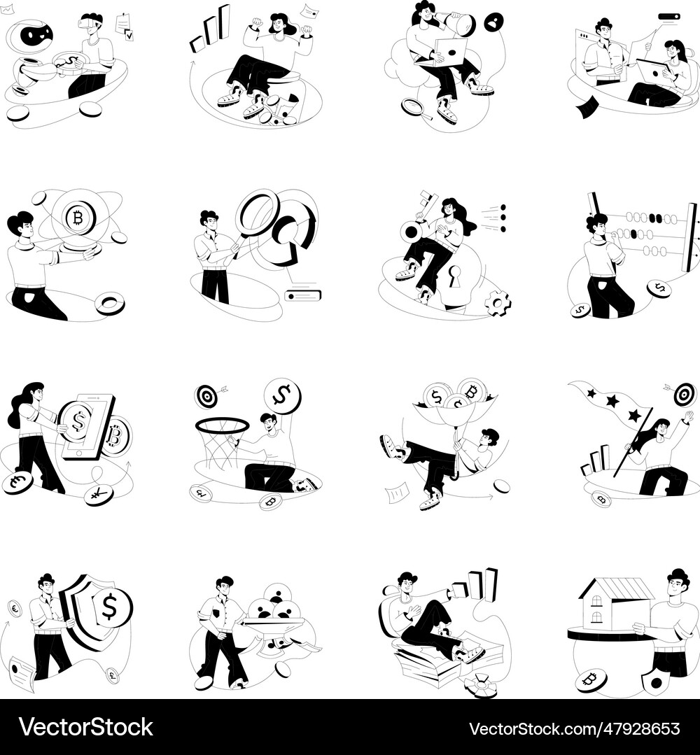 Modern set of office work glyph Royalty Free Vector Image