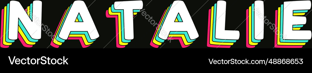 Natalie - retro rainbow typography faded style Vector Image