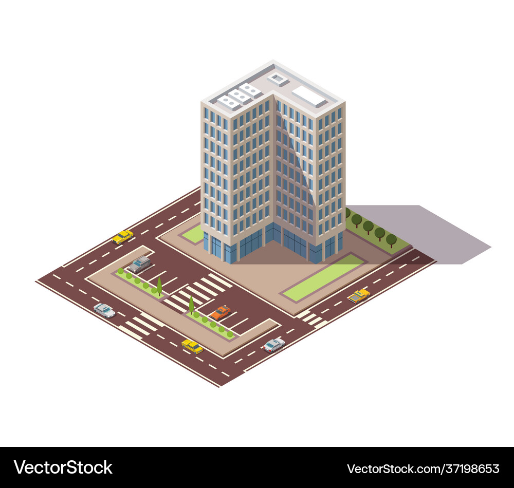 Offices isometric architecture building facade of Vector Image