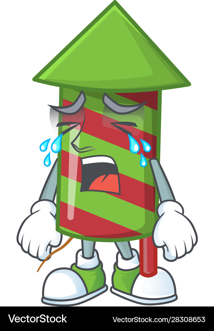 Sad crying green stripes fireworks rocket cartoon Vector Image