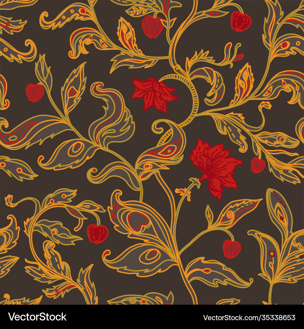 Seamless pattern with fantasy flowers natural Vector Image