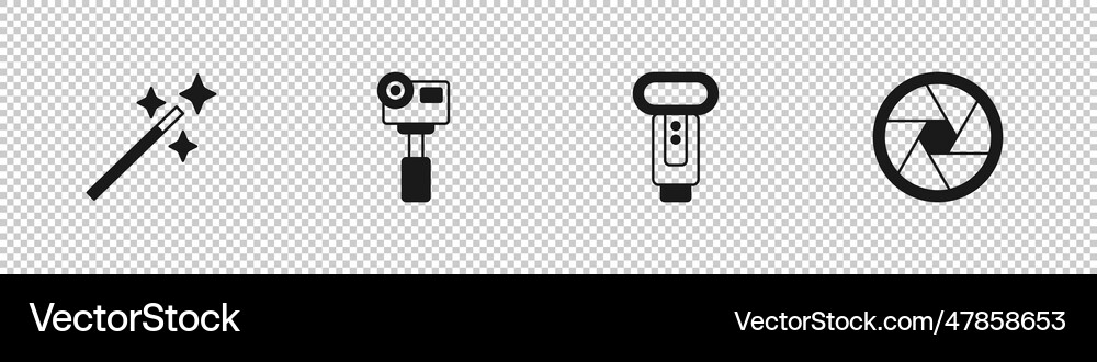 Set photo retouching action extreme camera flash Vector Image